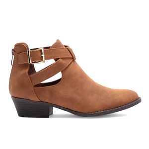 Shoes | Tan Ankle Bootie Block Heel | Poshmark